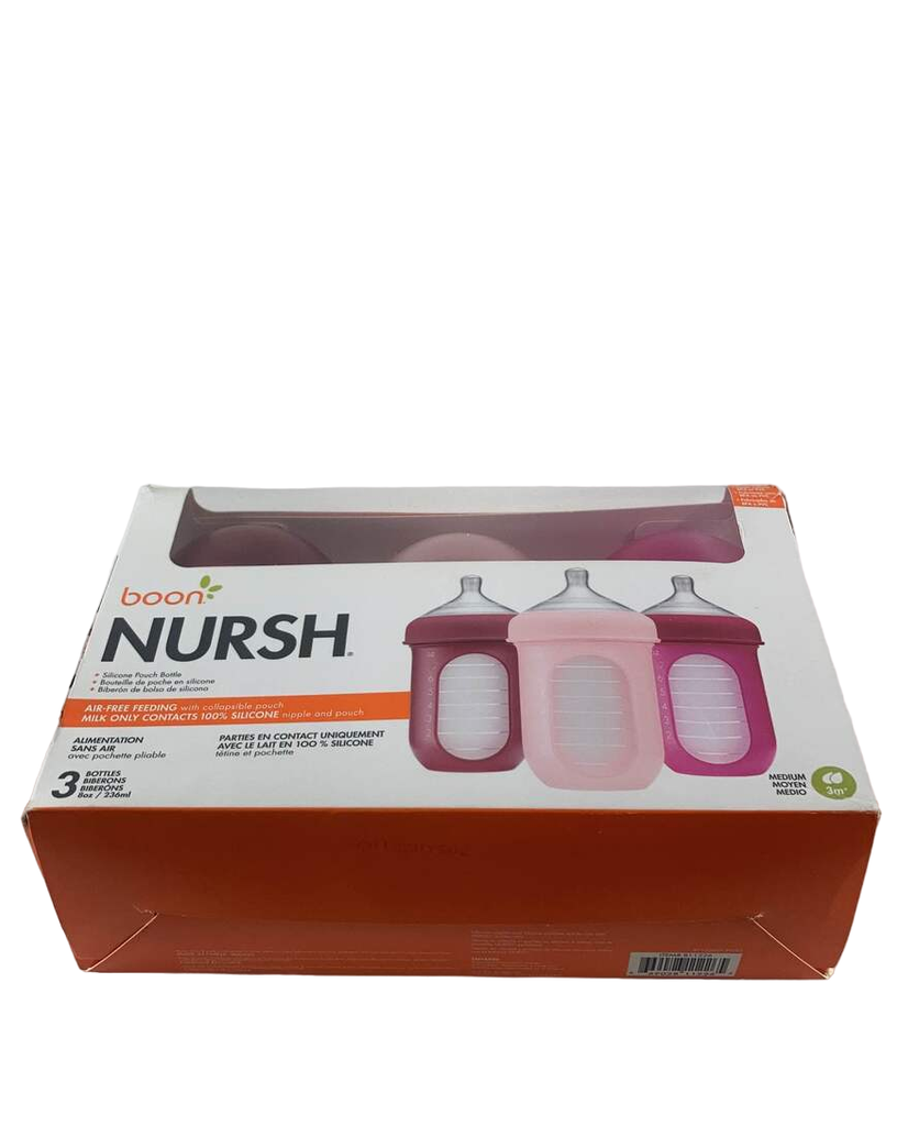 Boon Nursh Bottles, 3 Pack, 8oz, Pink Multi, Medium