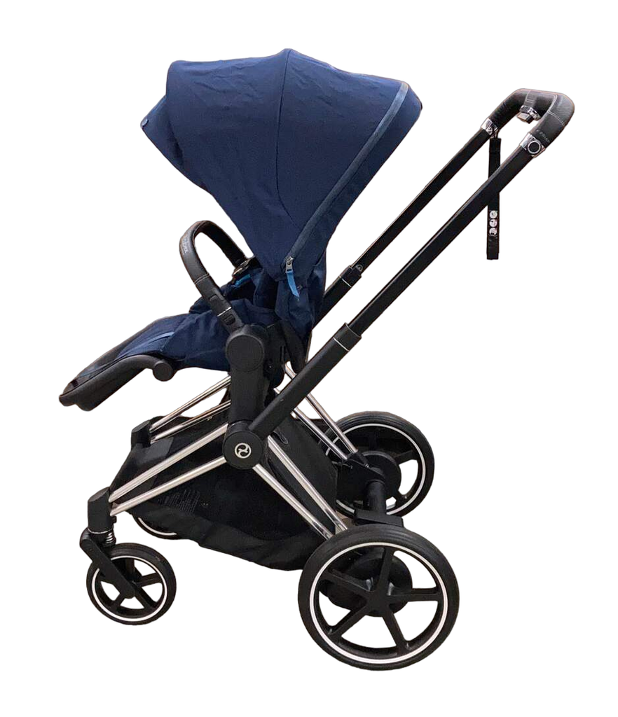 Cybex E-PRIAM Electric Stroller, 2021, Matt Black, Indigo Blue