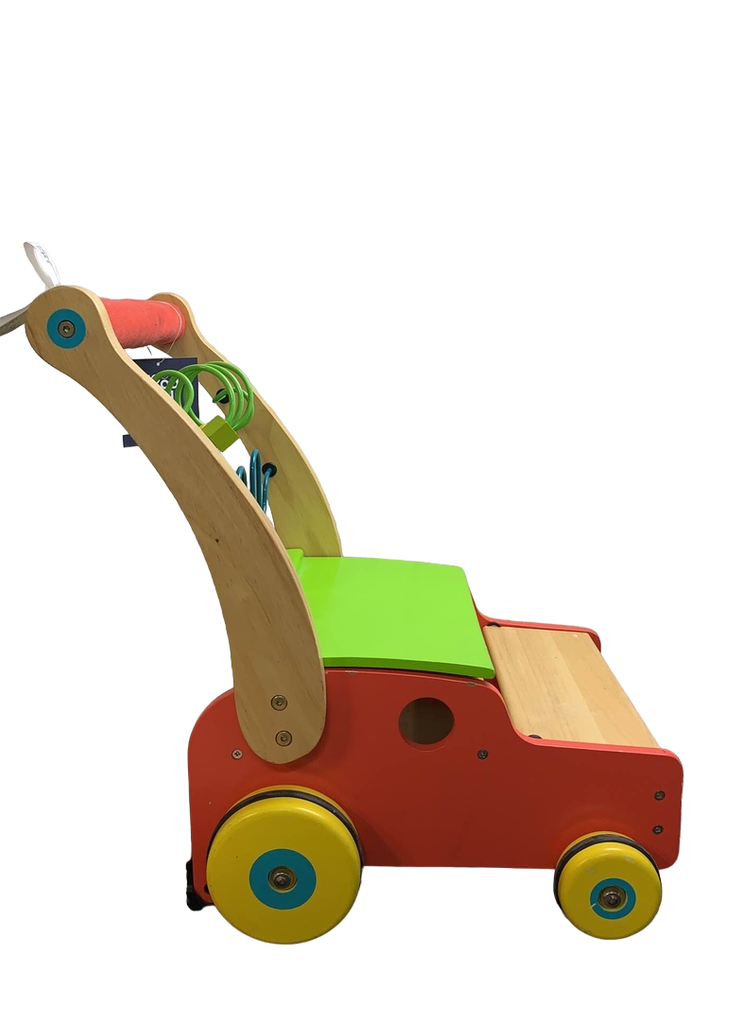 Battat Wooden Push Cart With Blocks