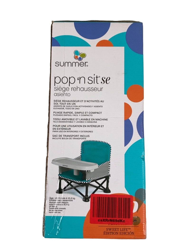 Summer Infant Pop 'n Sit Portable Booster, SE, Aqua Sugar