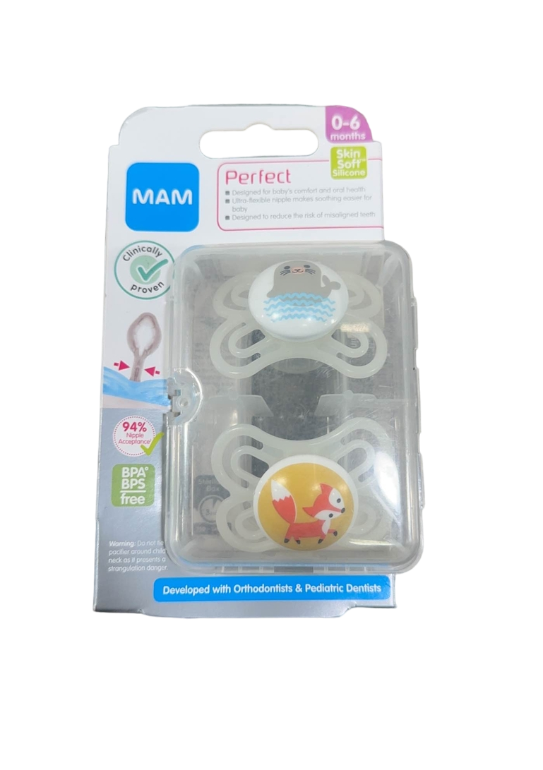 MAM Perfect Night Pacifier, 0-6 months, Seal/Fox — GoodBuy Gear