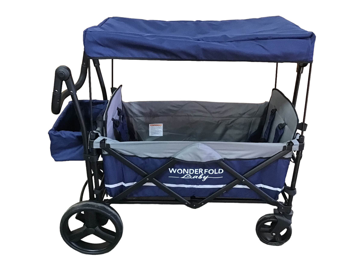 Wonderfold X2 Push + Pull Double Stroller Wagon, 2019, Navy — GoodBuy Gear