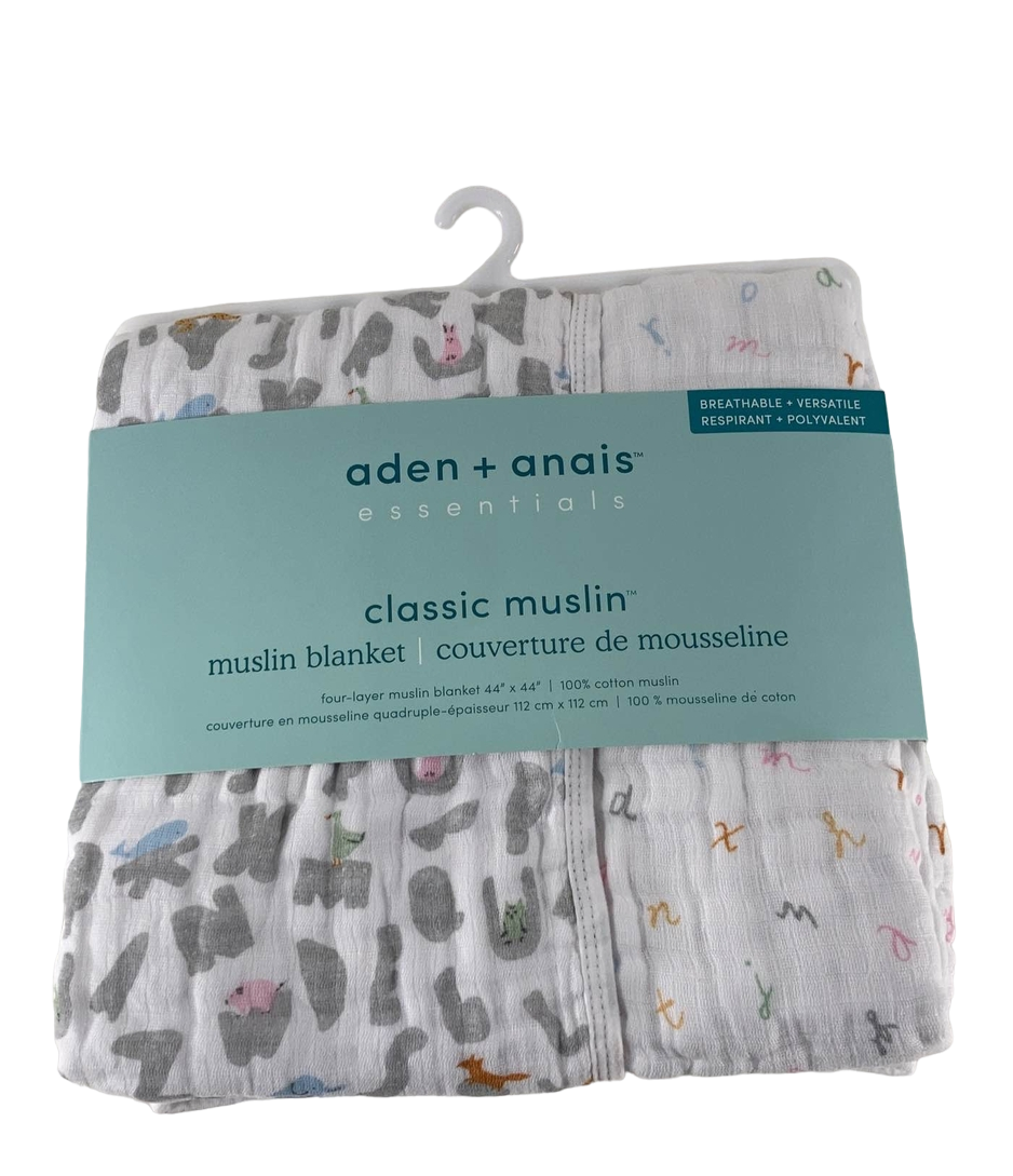 Aden + Anais Essentials Classic Muslin Blanket, Alphabet Animals ...