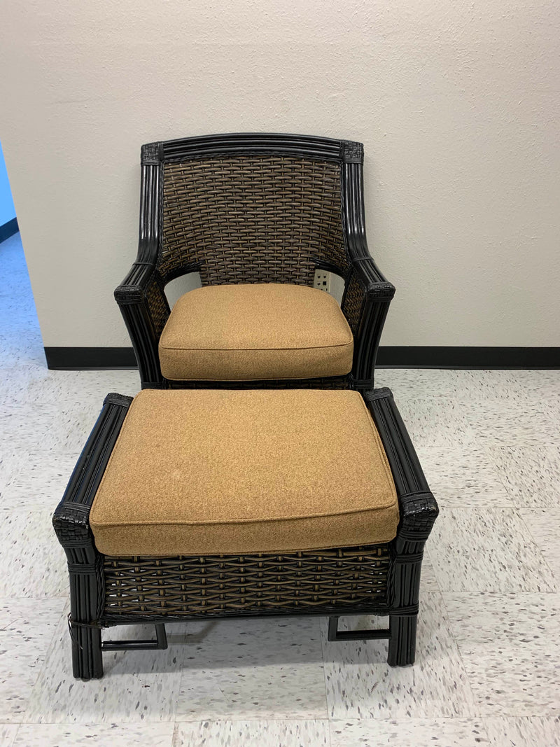Pier One Wicker Chair and Ottoman