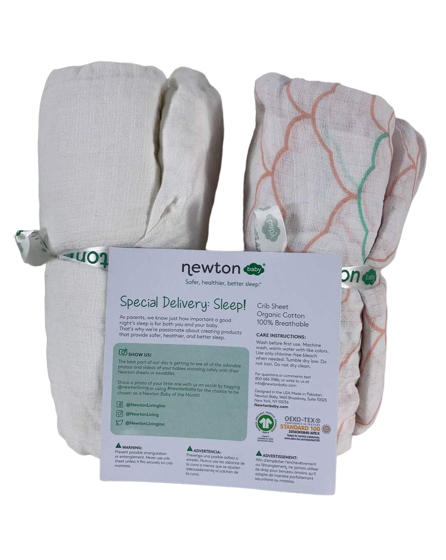 Newton 2 Pack Crib Sheets, Dreamweaver Blush Coral & White — GoodBuy Gear