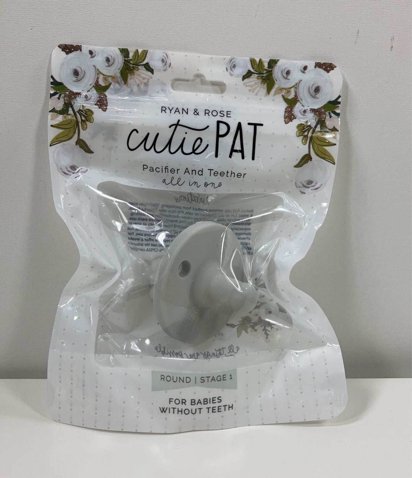 Ryan & Rose Cutie Pat Pacifier & Teether, Grey — GoodBuy Gear