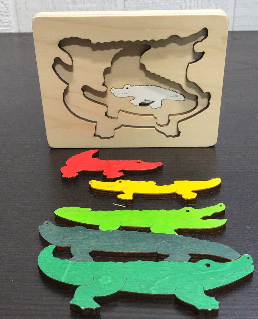 Hape George Luck Wooden Puzzle, Crocodiles