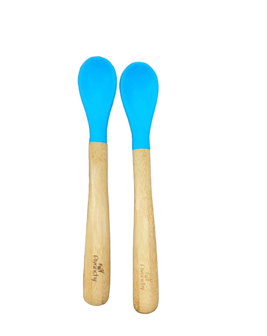 Avanchy Bamboo Baby Spoons 2-Pack, Blue — GoodBuy Gear