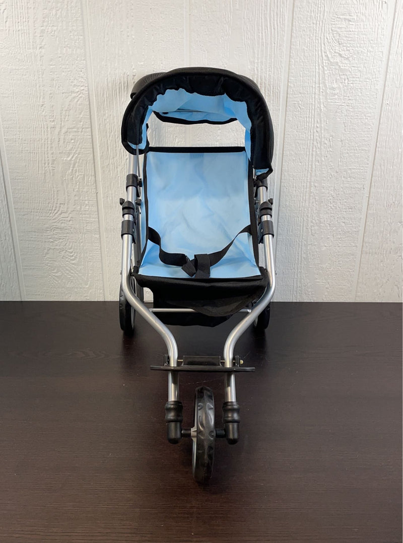 Precious Toys Foldable Doll Jogger Stroller, Baby Blue