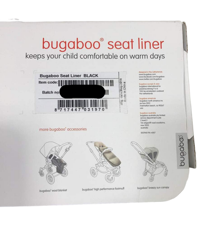 Bugaboo Seat Liner, Midnight Black