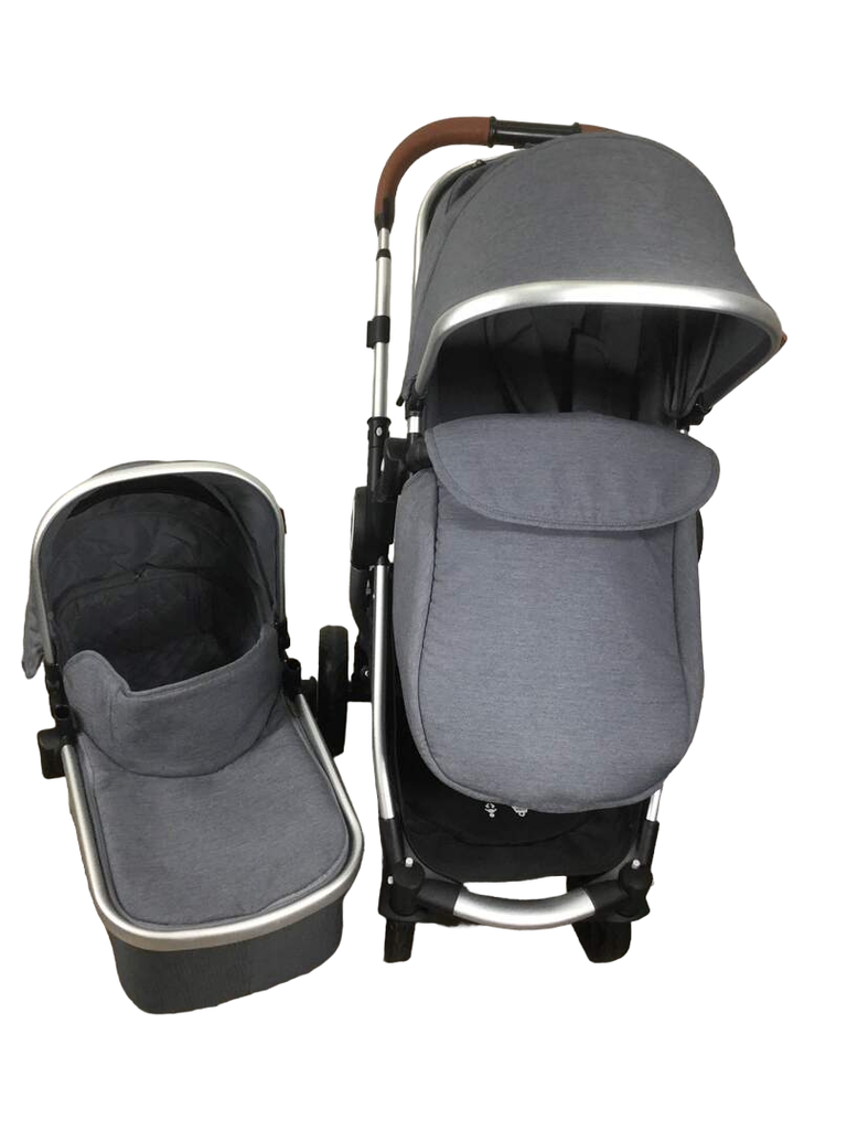 Mompush Ultimate 2 Baby Stroller, 2021, Grey with Silver Frame