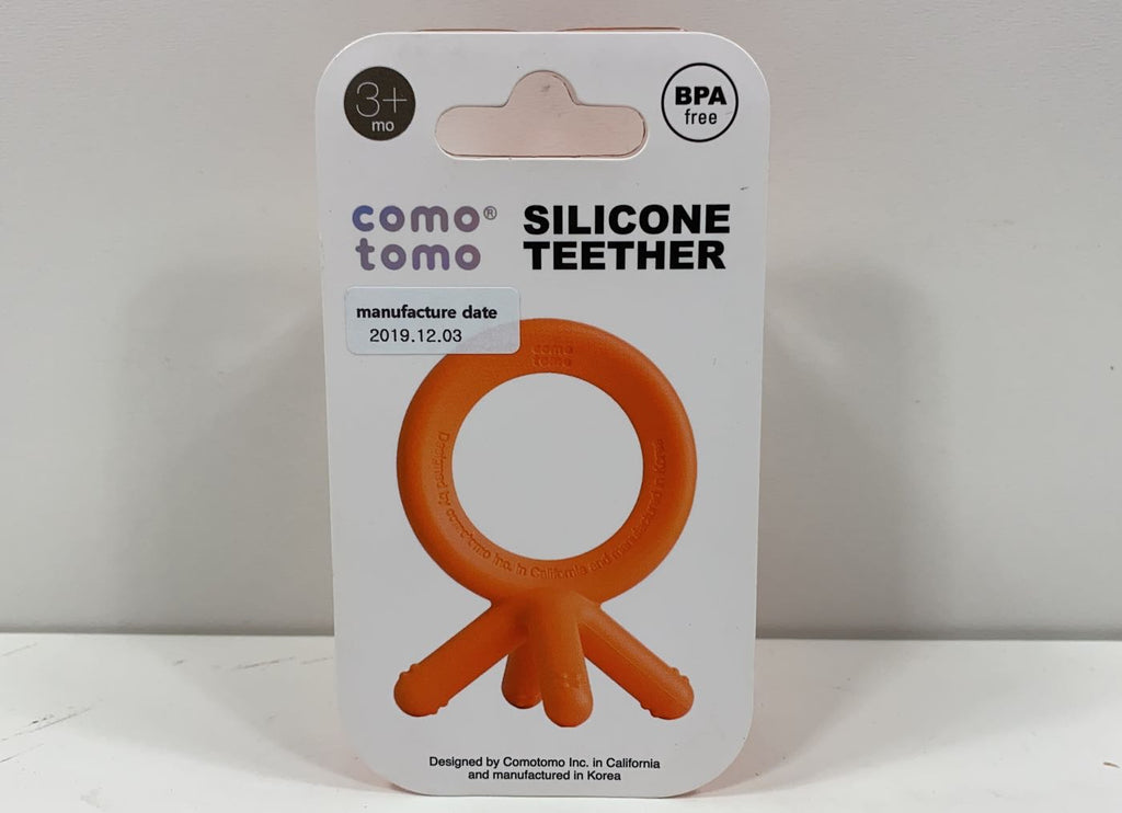 Comotomo Silicone Baby Teether, Orange