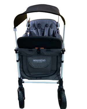 Wonderfold W4 Luxe Quad Stroller Wagon, Charcoal Grey with White Frame