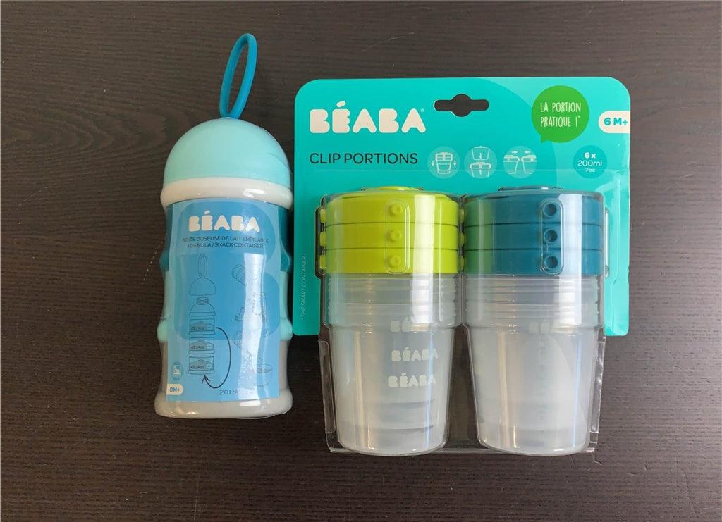 Beaba Stacked Formula Milk Containers and Clip Portions