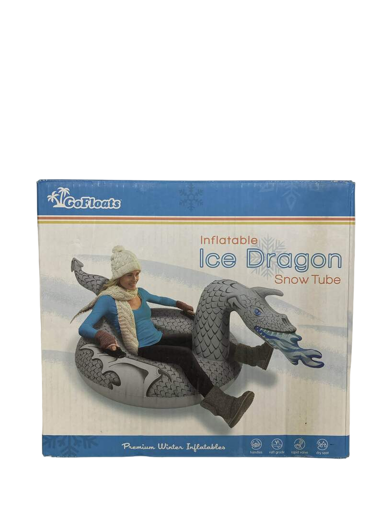 GoFloats Inflatable Winter Snow Tube Sled, Ice Dragon
