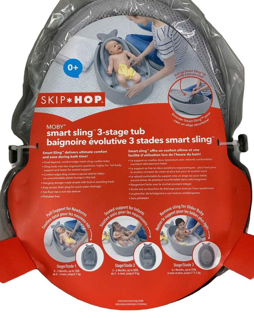 Skip Hop Moby Bath Smart Sling 3-Stage Bathtub, Gray