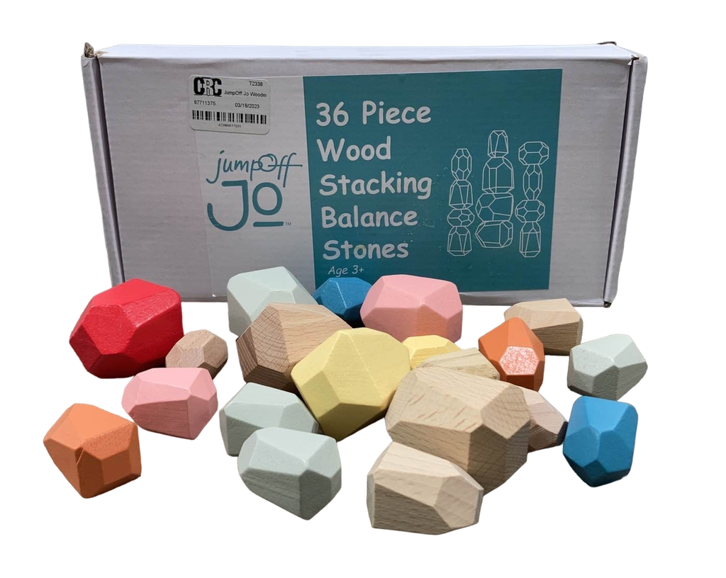JumpOff Jo 36 Piece Wooden Balancing Blocks And Stacking Stones Set