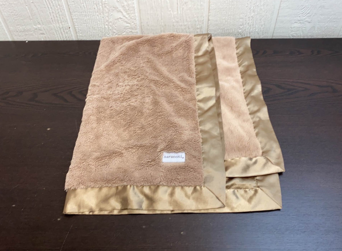 Saranoni Satin Border Receiving Blanket Tan Goodbuy Gear