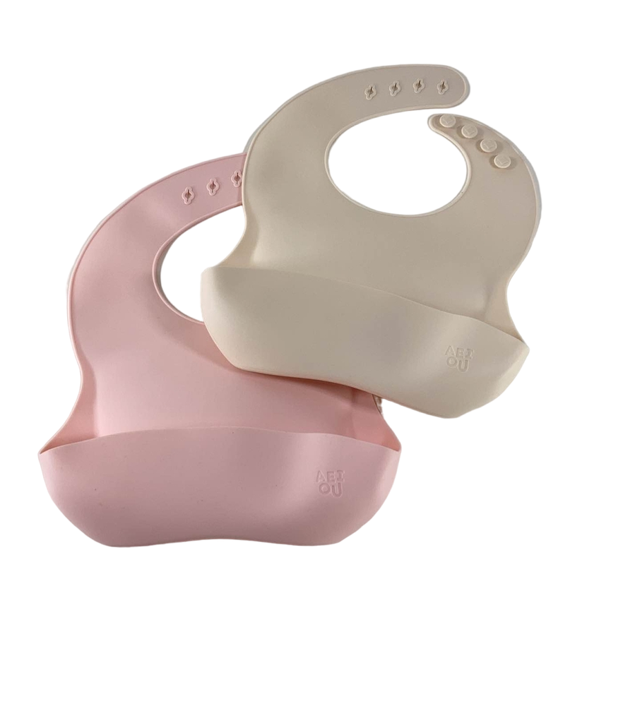AEIOU Bib 2pack, Petal/Oat Milk